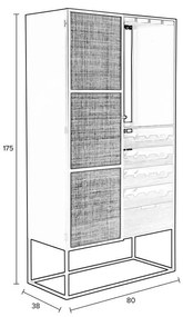Černá ratanová vinotéka na 16 lahví, 80x175 cm Guuji - White Label