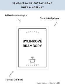 Samolepka na kořenky BYLINKOVÉ BRAMBORY průhledná 3 × 4 cm tučné písmo