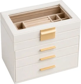 Šperkovnice ELEGANT CASE 25,1x21,5x15,3 cm z eko kůže, béžová