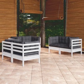 vidaXL 6dílná zahradní sedací souprava s poduškami masivní borovice [3096245] Barva: Černá