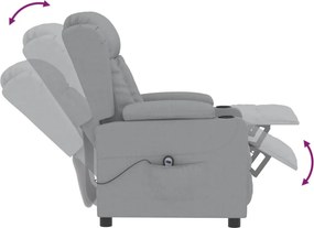 Elektrické polohovací křeslo světle šedé textil 3098777