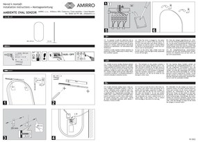 Amirro Zrcadlo do koupelny na zeď do pokoje do ložnice, předsíně na chodbu AMBIENTE OVAL SENZOR 100 x 50 cm s LED podsvícením POP_AMBIENTE_OVAL 411-231 41 4 411-286