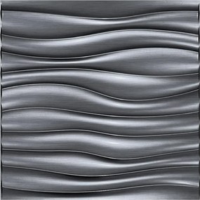 Obkladové panely 3D PVC D105S WELLE stříbrné, cena za kus, rozměr 500 x 500 mm, , IMPOL TRADE