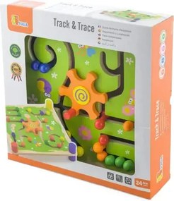 VIGA Dřevěné bludiště Track and Trace / 4 dráhy s korálky / ozubené ko