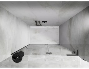 Mexen, Mexen Lunar L výklopné pravé sprchové dveře 135 cm, průhledné, pistolově šedé kartáčované - 834L-135-000-66-00-P