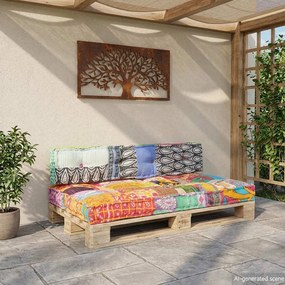 Poduška na pohovku z palet vícebarevná textil patchwork 287717