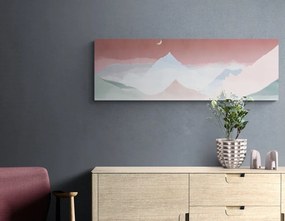 Obraz majestátní pastelové hory - 135x45 cm