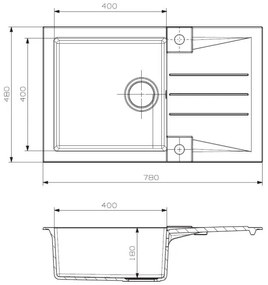 ALVEUS SETA23201 - Kuchyňský dřez ROCK+dřezová baterie MINTAS 34 cm granit/černá