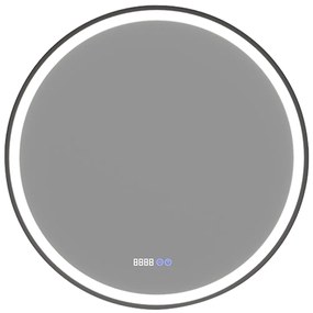 CERANO - Koupelnové LED zrcadlo Rivo, kovový rám - černá matná - Ø 80 cm