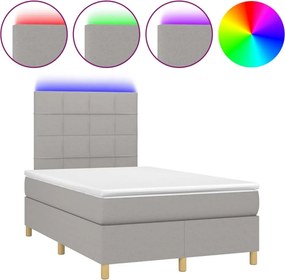 vidaXL Box spring postel s matrací a LED 120 x 200 cm textil [3135421] Barva: světle šedá