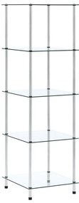5patrová police průhledná 40 × 40 × 130 cm tvrzené sklo 249506