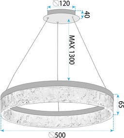 Toolight Toolight, LED závěsné osvětlení 50cm, 31W, 3000K, LHJ046-CP, zlatá lesklá, OSW-50021