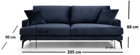 Atelier del sofa Třímístná pohovka PAPIRA námořnicky modrá 560ARE1308