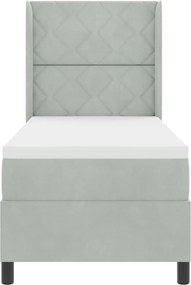 Postel s boxspringem s čelo Světle šedá 80 x 200 cm samet 3342032