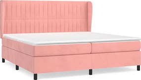 Box spring postel s matrací růžová 200x200 cm samet 3129356