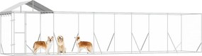 Venkovní psí kotec se střechou stříbrný 10 x 2 x 2,5 m ocel 3190468