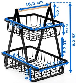Košík na ovoce PULOS 2 úrovně černý