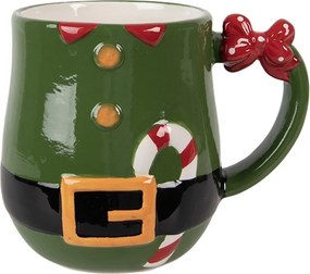 Zelený keramický hrnek Santa Claus - 13*9*10 cm / 400 ml