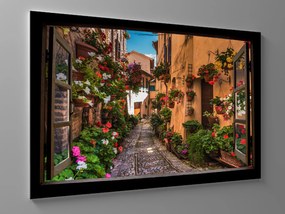 Liox Obraz okno květinová ulice Rozměr: 60 x 40 cm