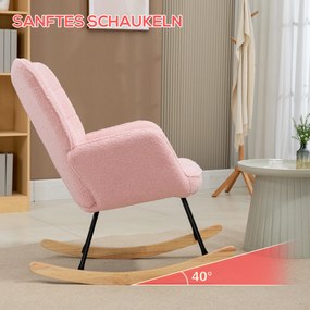 HOMCOM Houpací křeslo Houpací křeslo Akcentní křeslo Relaxační křeslo Křeslo do obývacího pokoje, do 120 kg, imitace jehněčí kůže, růžové | Aosom