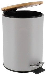 Odpadkový koš Timeless, šedá/s dřevěnými prvky, 2,5 l
