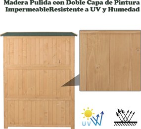 Outsunny Zahradní Domek Dřevěný Zahradní Skříň Venkovní Úložný Box Malý Zahradní Domek s Policemi Voděodolná Střecha Dvoukřídlé Dveře Úložný Prostor …