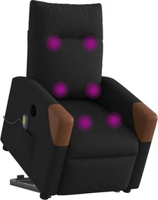 Elektrické zvedací masážní polohovací křeslo černé textil 3324032