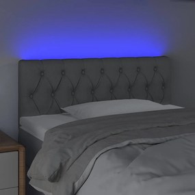 Čelo postele s LED světle šedé 90 x 7 x 78/88 cm textil 3121930