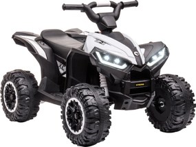HOMCOM Dětský elektrický čtyřkolka 12V s vpřed, vzad, hudbou, USB připojením, LED světlomety 3-6 km/h pro děti 3-5 let Bílá | Aosom