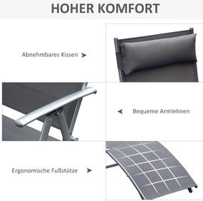 Outsunny Zahradní lehátko Outsunny, skládací, nastavitelné s polštářem, lehátko šedé, kov a látka 137 x 63,5 x 100,5 cm pro zahradu a terasu | Aosom.…