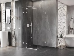 Mexen Lunar T, sklápěcí sprchový kout levý 80 x 80 cm, 8mm čiré sklo, bílý profil, 834T-080-080-20-00-L