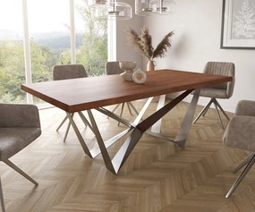 Jídelní stůl Edge 200x100cm XL akácie hnědá podnož plochá ocel