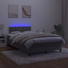 Box spring postel s matrací a LED tmavě šedá 120 x 190 cm samet 3270178