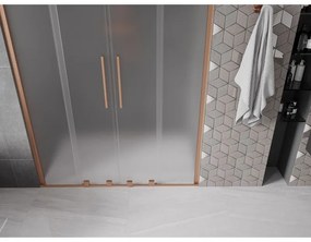 Mexen Velar Duo, posuvné sprchové dveře do otvoru 160 cm, 8mm sklo námraza, měděná matná, 871-160-000-32-65
