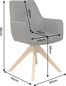 Designová otočná židle Devassy černá kůže / dub
