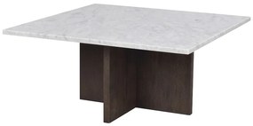 Bílý hranatý konferenční stolek Brooksville z mramoru s hnědými nohami