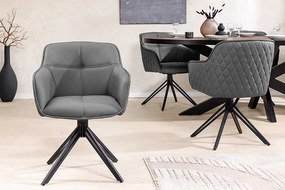 Designová otočná židle Natasha šedá kůže