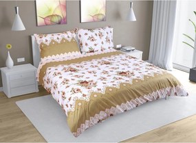Bavlněné povlečení na dvoudeku Hnědá 90/307 - 200x220 cm, 2ks 70x90 cm (200 cm šířka x 220 cm délka prodloužená)
