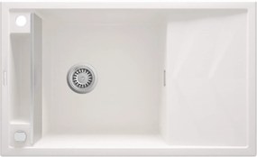 Deante Magnetic, granitový dřez na desku 820x500x219 mm Z/O, 3,5" + prostorově úsporný sifon, 1-komorový, bílá, ZRM_A113