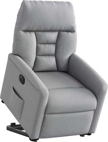 Elektrické zvedací polohovací křeslo světle šedé textil 3303052