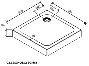 BPS-koupelny Čtvercová akrylátová sprchová vanička HYD-SSV-SXL02B 90x90 bílá