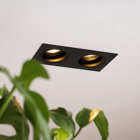 Chytré zapuštěné bodové svítidlo černé obdélníkové nastavitelné vč. 2 WiFi GU10 - Chuck