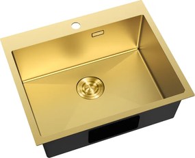 Mexen Solix, 1-komorový nerezový dřez 600 x 500 mm, broušená zlatá, 6408601000-55