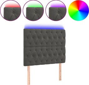 Čelo postele s LED tmavě šedé 90x7x118/128 cm samet 3122797