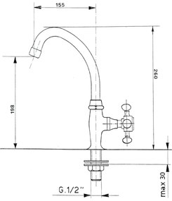 Sapho ANTEA stojánkový umyvadlový ventil, výška 260 mm, chrom - 315