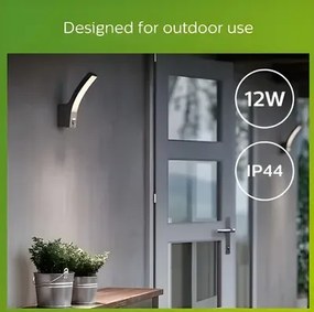 Philips Splay IR 12W antracit / LED venkovní nástěnné svítidlo s pohyb