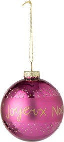 Vánoční baňka Merry Christmas skleněná fuchsiová – Ø 8 cm