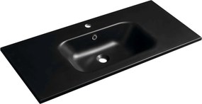 Sapho - Umyvadlo, 46x101 cm, s přepadem, otvor pro baterii, černá SD101B