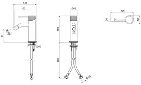 Sapho Sapho, ULTRASAN stojánková bidetová baterie bez výpusti, černá mat/zlato mat, UT003VBG