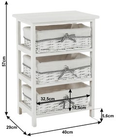 Kondela Komoda, 3 zásuvková, starobílá, RUBY 3